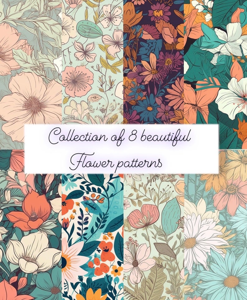 Collection of 8 Flower Patterns - Etsy