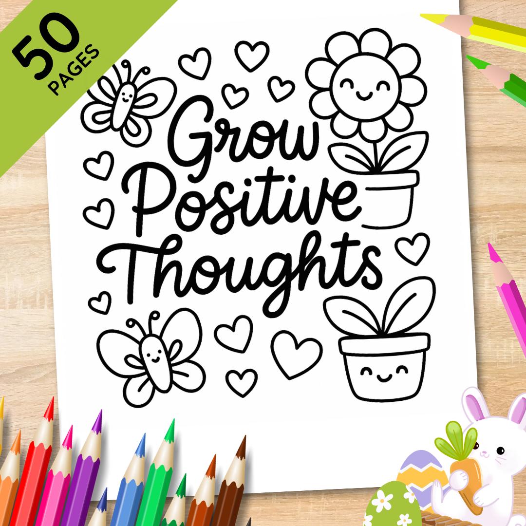 Cute Bold & Easy Spring Coloring Book, 50 Coloring Pages With Kawaii ...