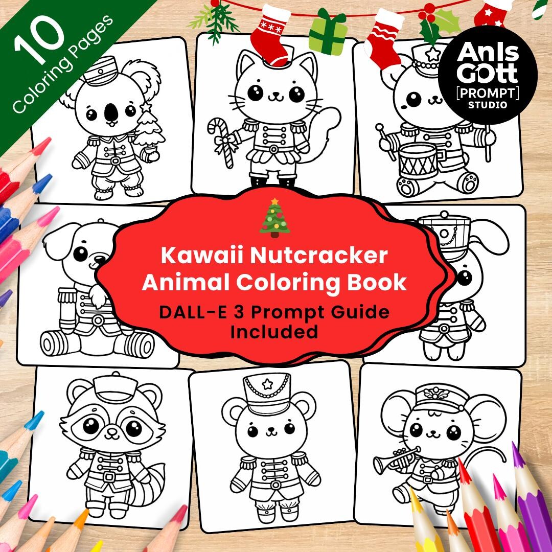 Christmas Kawaii Nutcracker Animal Coloring Book: Bold & Easy (PDF) - Etsy