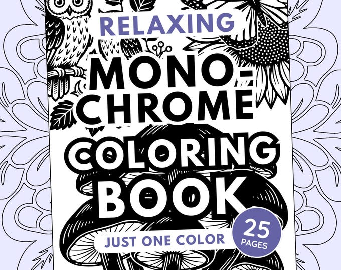 30 Cozy in Monochrome Digital Coloring Pages Mindful Designs and ...