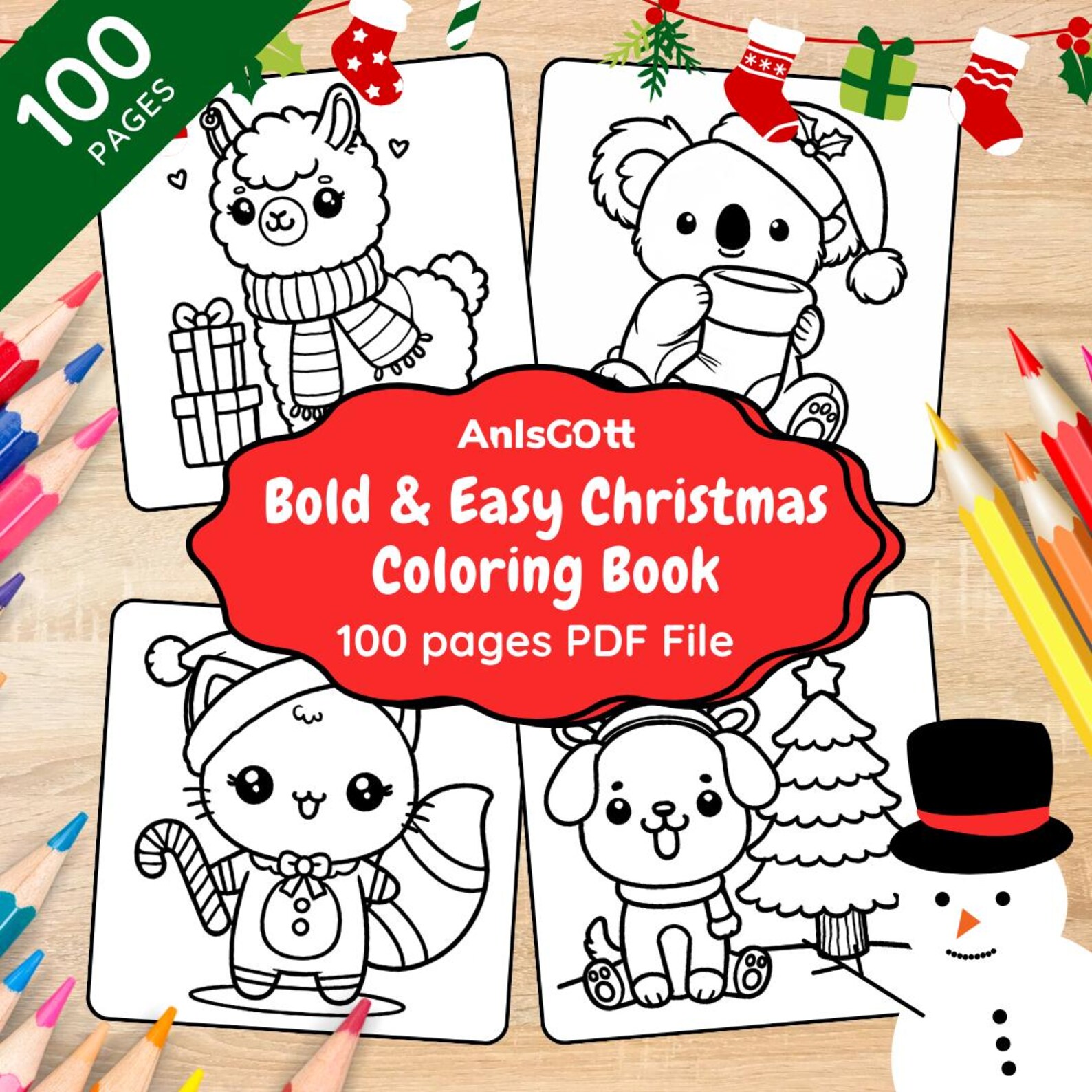 Bold & Easy Christmas Coloring Book, 100 Christmas Coloring Pages for ...