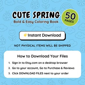 Cute Bold & Easy Spring Coloring Book, 50 Coloring Pages With Kawaii ...