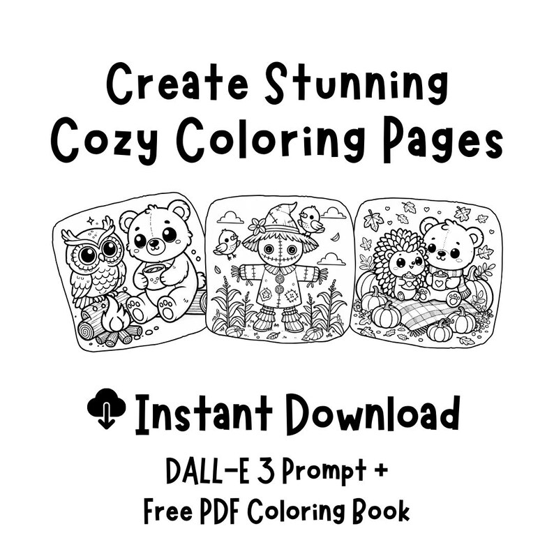 Cozy Autumn Coloring Pages, Cute Kawaii Thanksgiving Harvest Prints ...