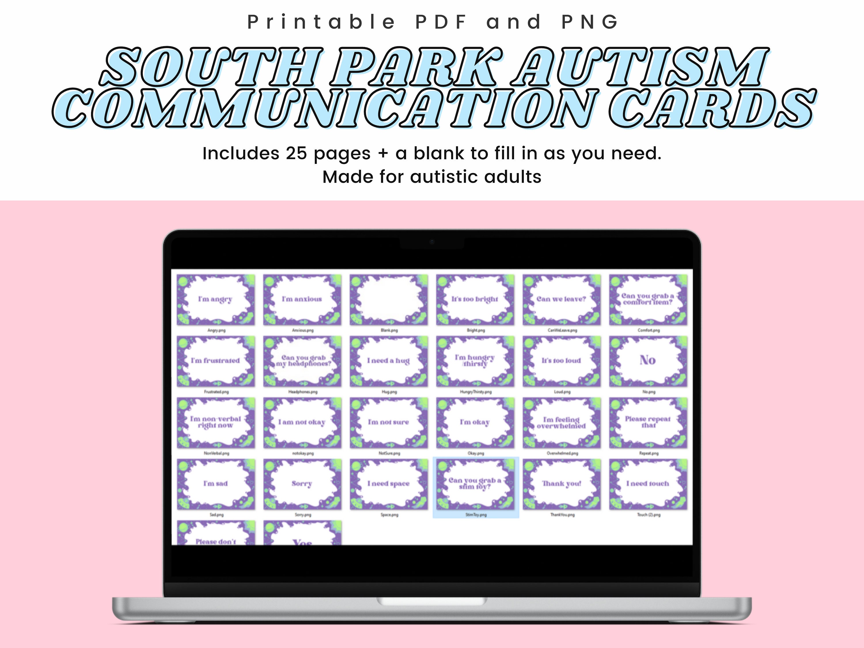 South Park Themed Autism Communication Card Instant Download - Etsy