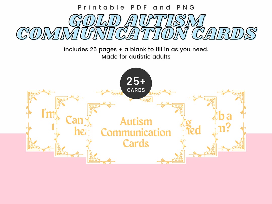Gold-themed Autism Communication Card | Instant Download Digital PDF ...