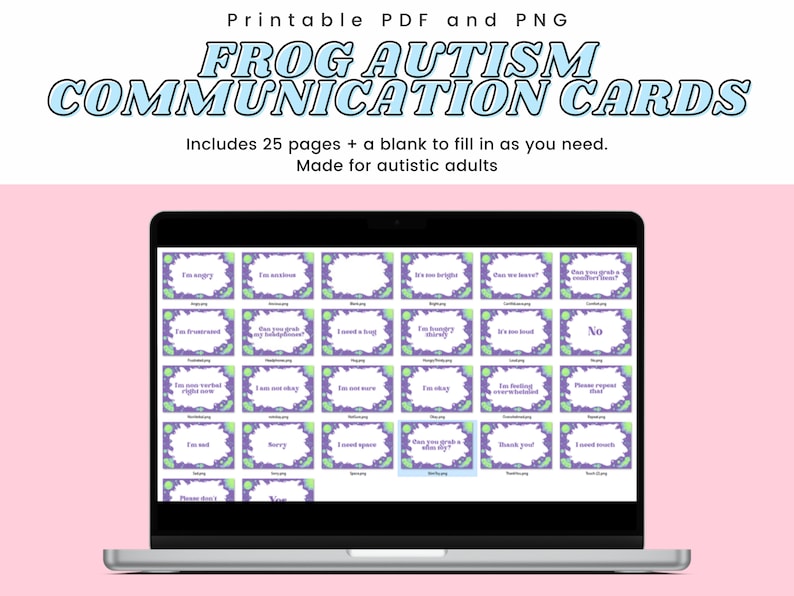 Frog-themed Autism Communication Card | Instant Download Digital PDF ...