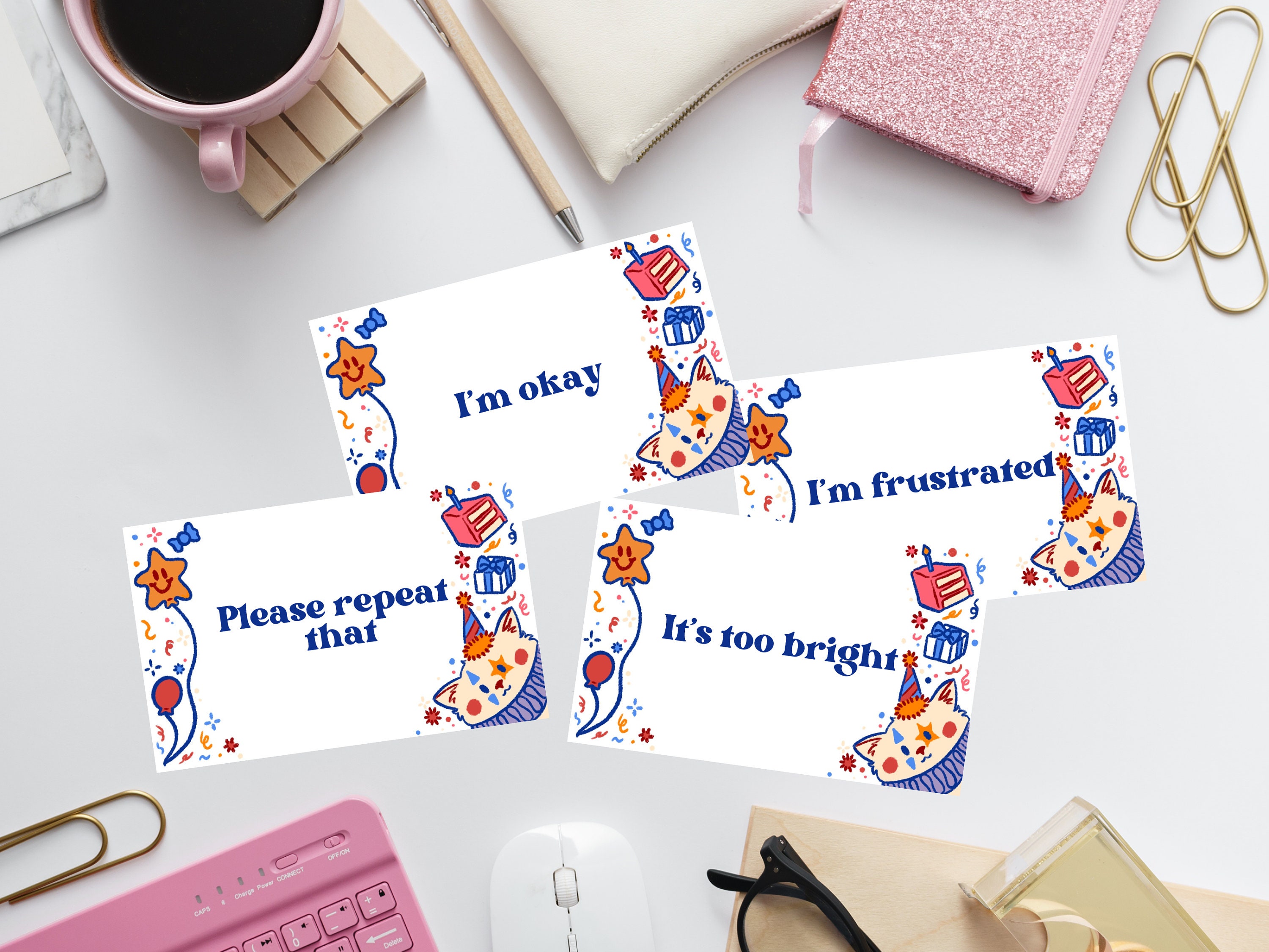 Clowncore Cat Non Verbal Communication Card | Instant Download Digital ...