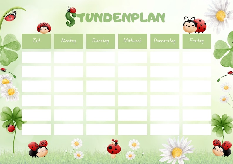 Timetable, Ladybug, School Enrollment - Etsy