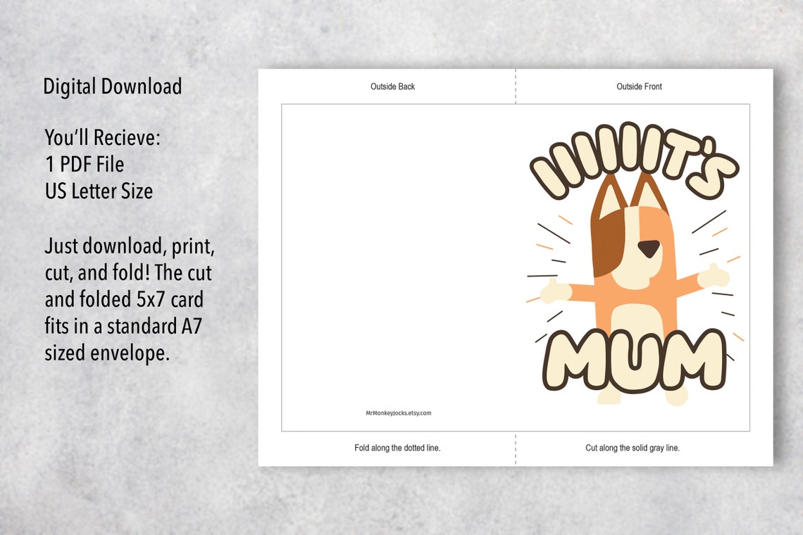 Printable Bluey Mother's Day Card or Bluey Birthday Card for Mom, Bluey ...