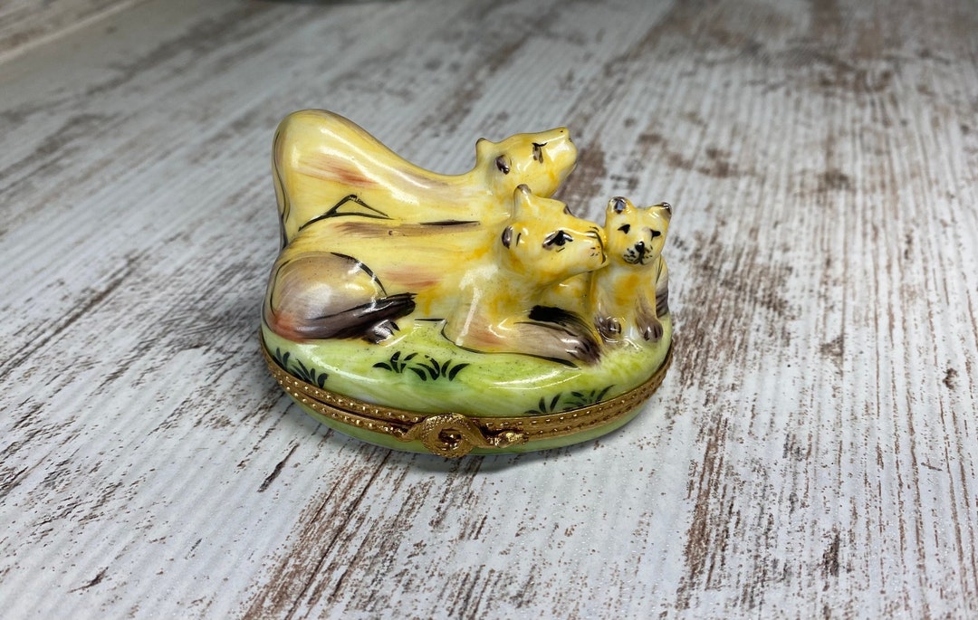 Rare Vintage Lion Family With Cub Limoges Box MINT CONDITION - Etsy