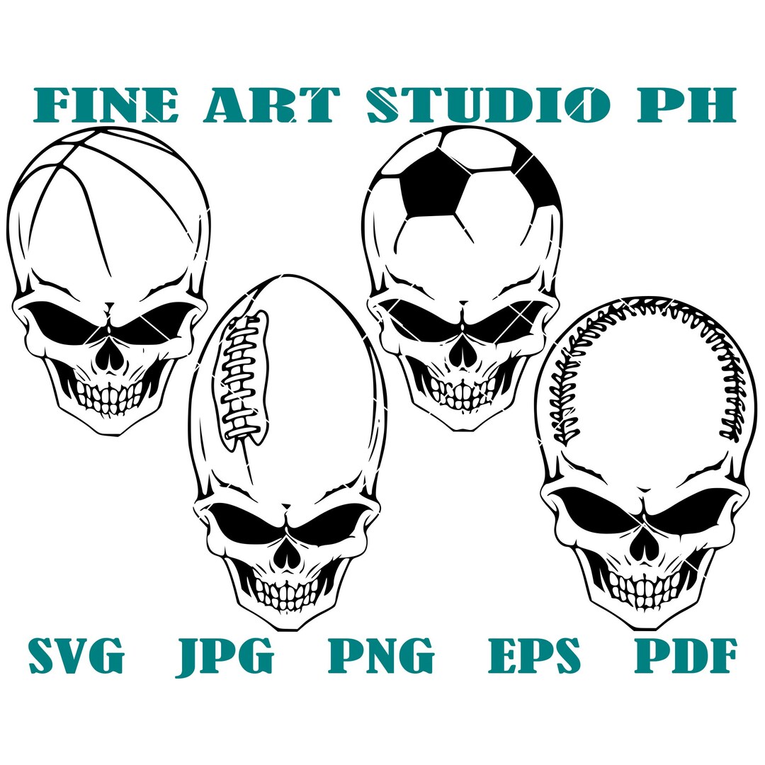 Football Skull Svg Baseball Skull Svg Basketball Skull Svg - Etsy