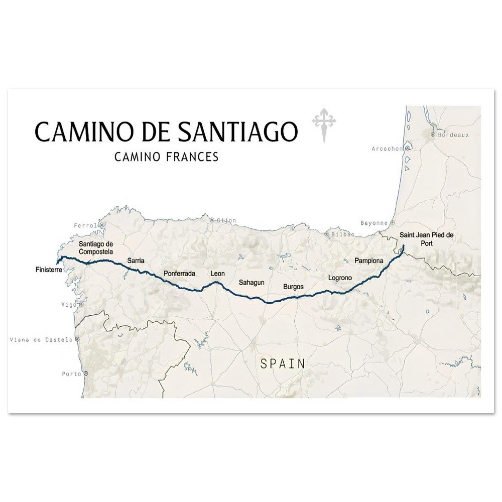 Way of St James Map / Map of Camino De Santiago / French Way / Santiago ...