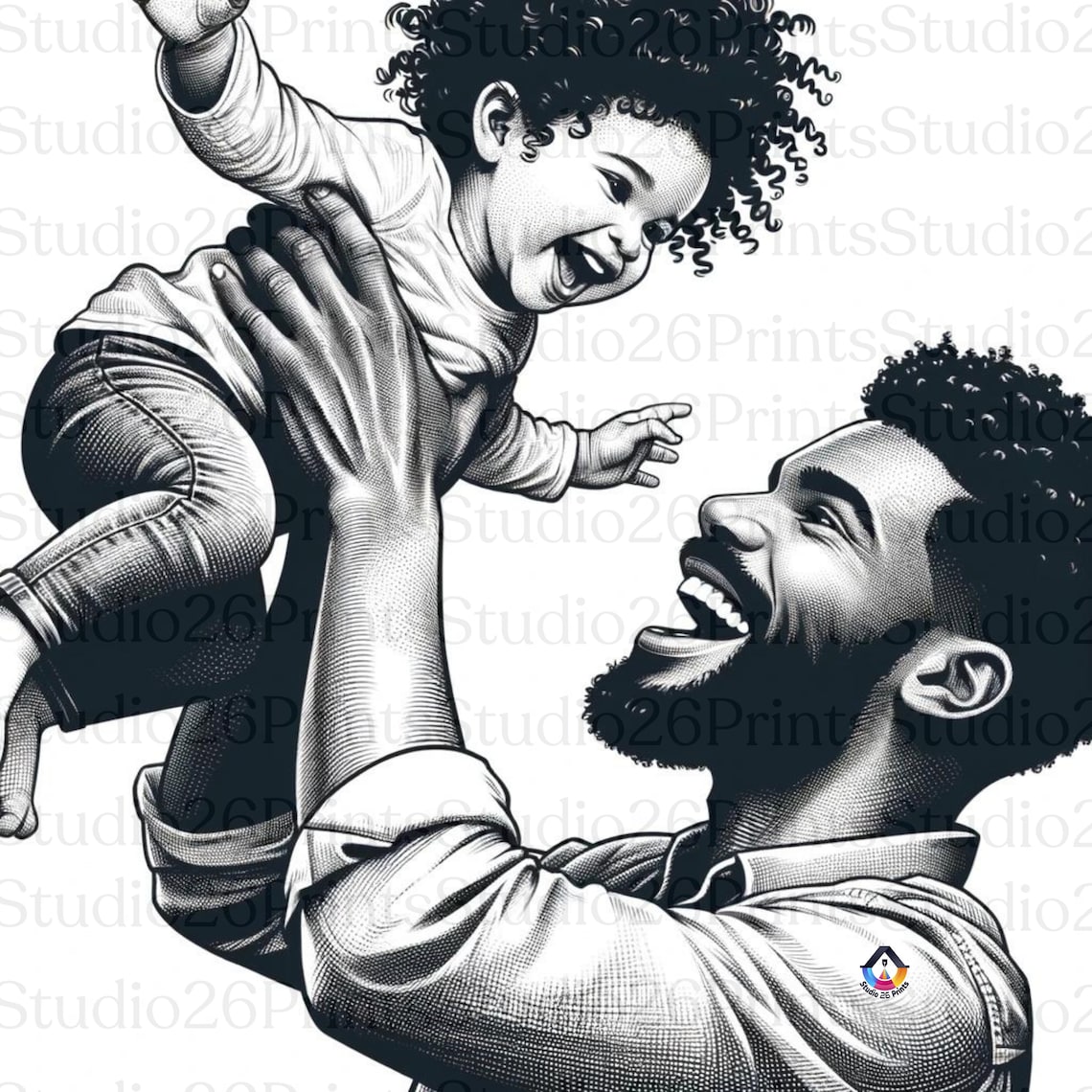 Black Father PNG | Afro Father's Day | Melanin Royalty Art ...