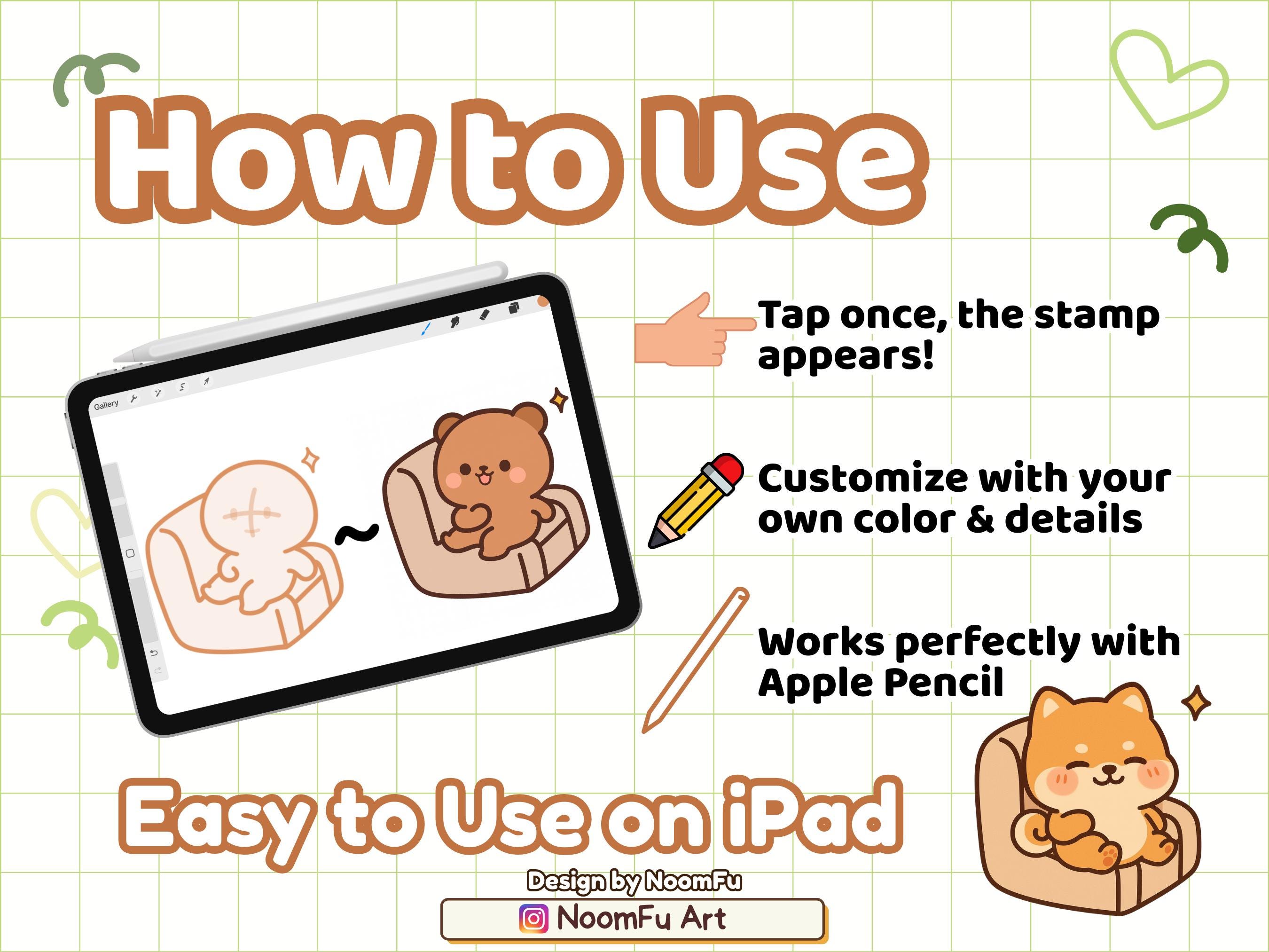 Chibi Cozy Pose Procreate Stamps: Kawaii Drawing Guide, Emote Base ...
