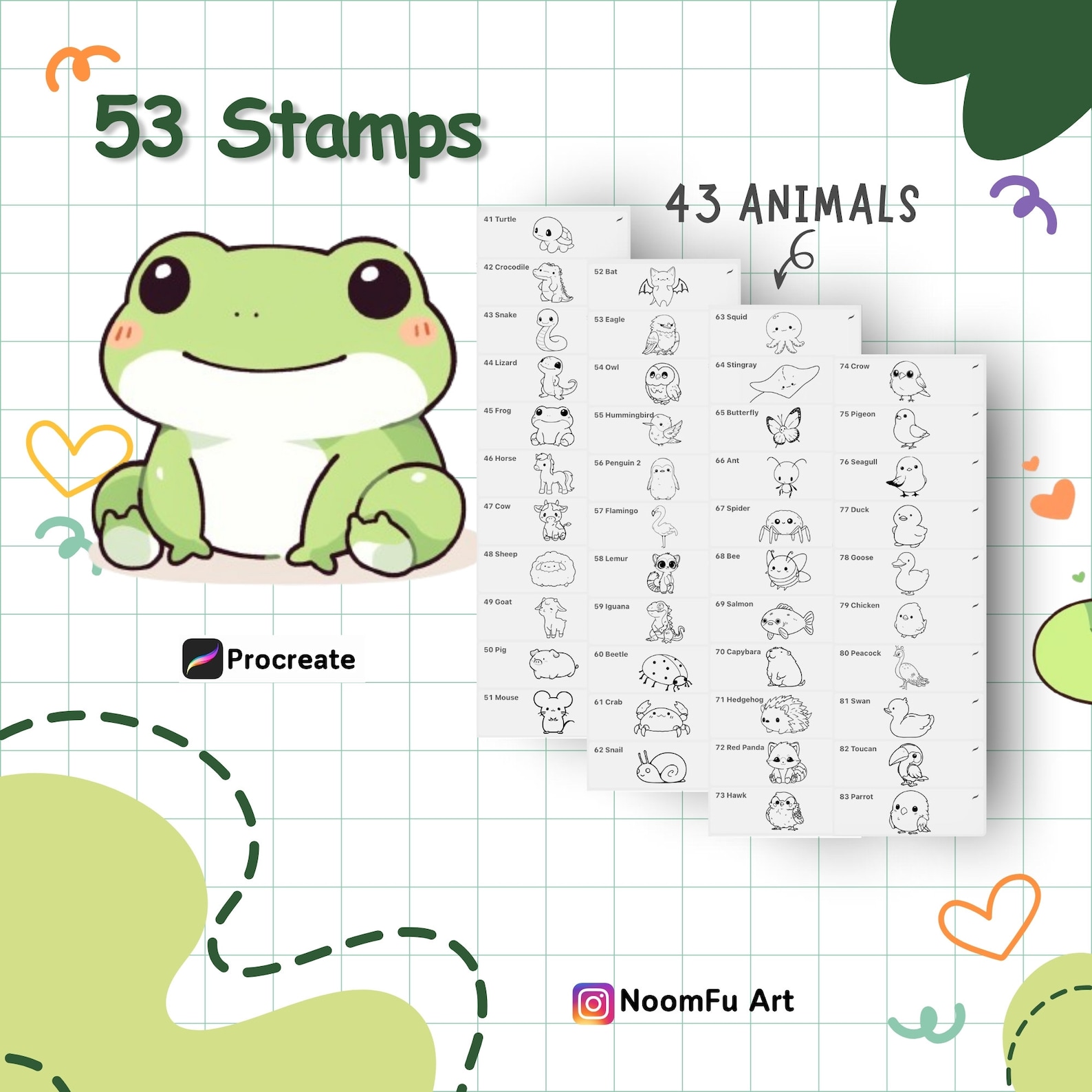 78 Procreate Cute Kawaii Brushes and Stamps, Procreate Drawing Kit ...