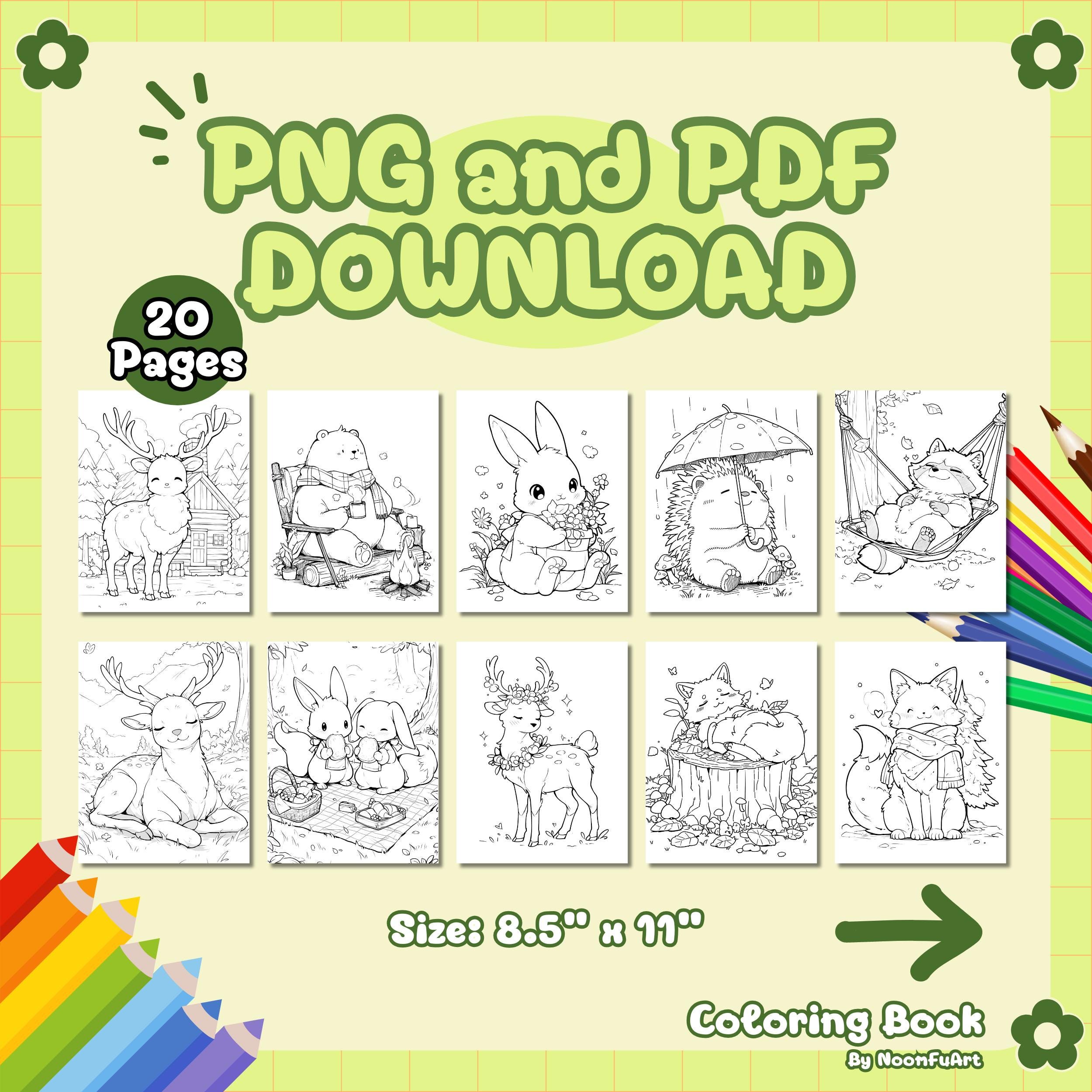 20 Kawaii Coloring Books | Kawaii Forest Friend With Woodland | Digital ...