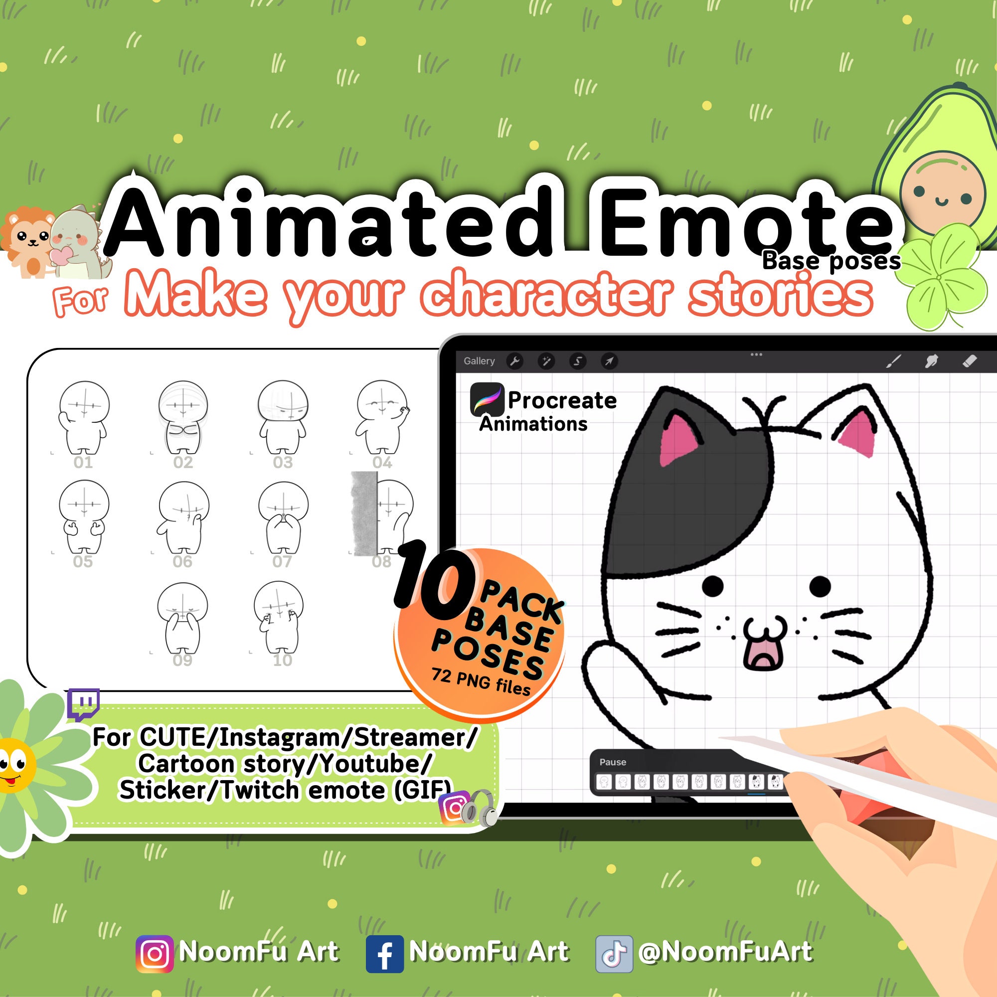 Animated Emote Base Pose 10 Packs, GIF Files, PNG Files, Animation ...