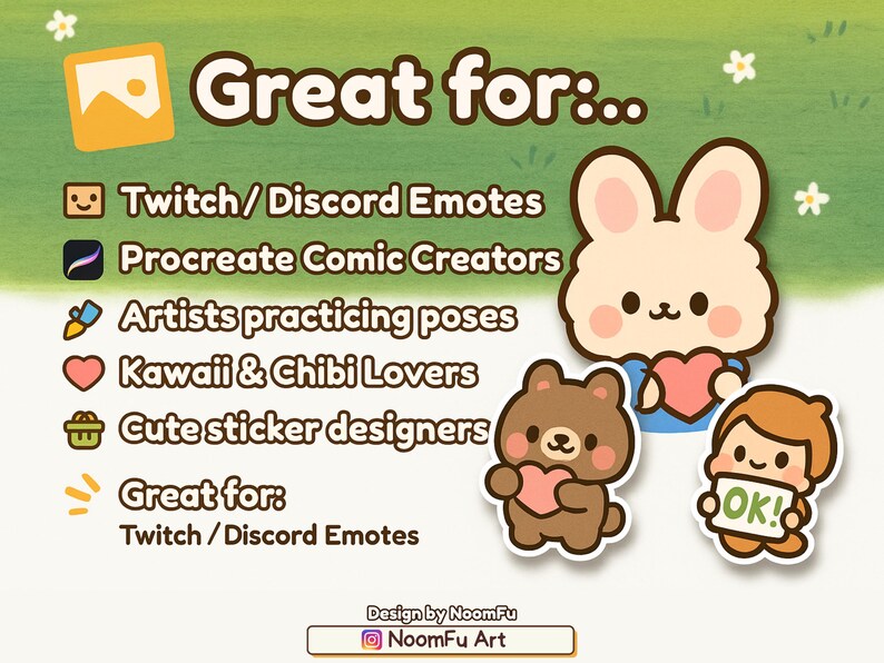 Chibi Cozy Pose Procreate Stamps: Kawaii Drawing Guide, Emote Base ...