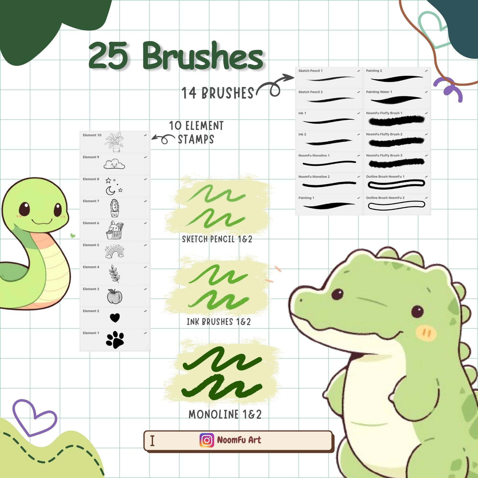 78 Procreate Cute Kawaii Brushes and Stamps, Procreate Drawing Kit ...