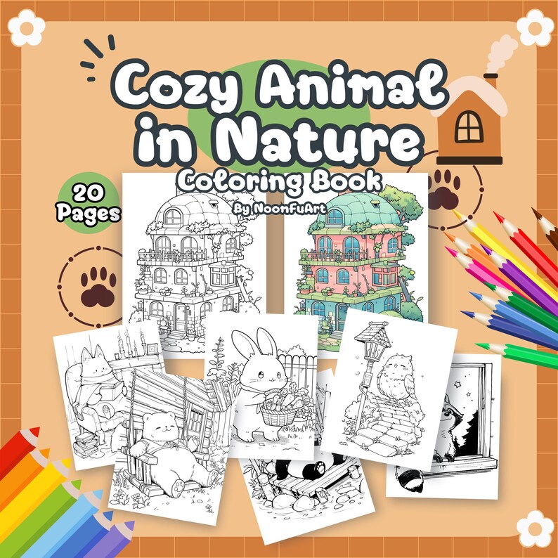 20 Cozy Animals in Nature Colouring Books Cute Kawaii | Coloring Pages ...