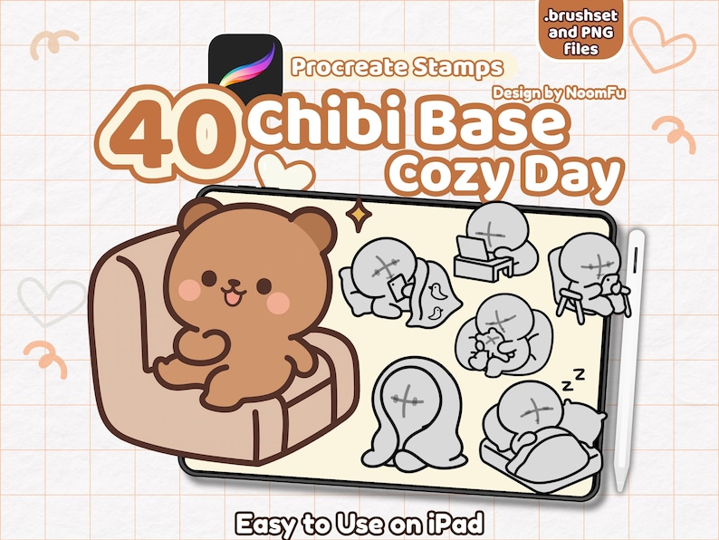 Chibi Cozy Pose Procreate Stamps: Kawaii Drawing Guide, Emote Base ...