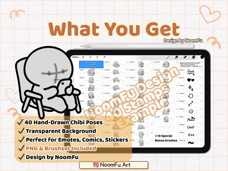 Chibi Cozy Pose Procreate Stamps: Kawaii Drawing Guide, Emote Base ...
