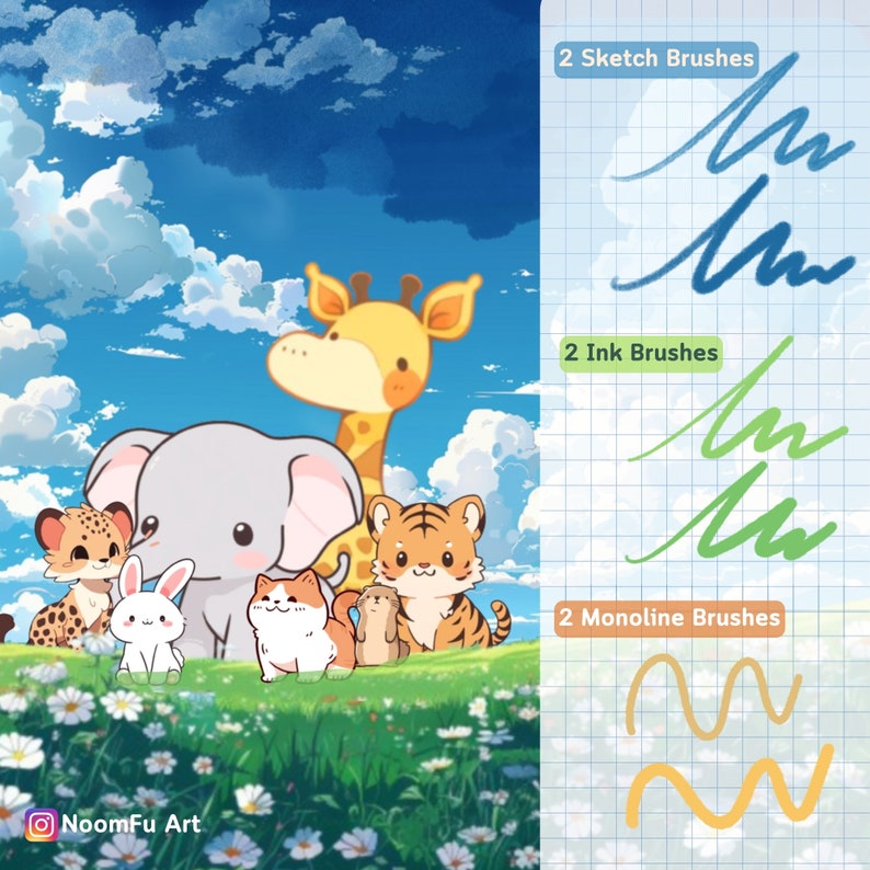 67 Procreate Cute Kawaii Brushes and Stamps, Procreate Drawing Kit ...