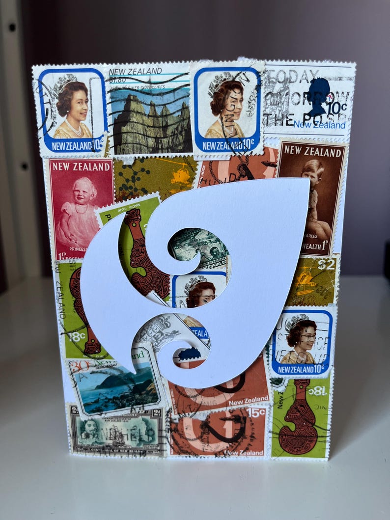 Handmade Greeting Card - New Zealand Maori Symbol, Stamp Art Card ...