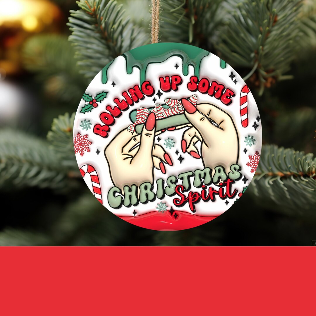 Rolling up Some Christmas Spirit Ceramic Ornament - Etsy