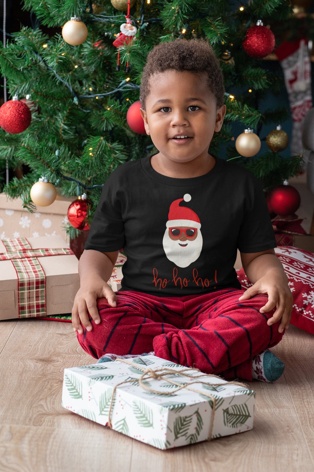 Black Santa Children T-shirt Christmas Santa Shirt Retro - Etsy