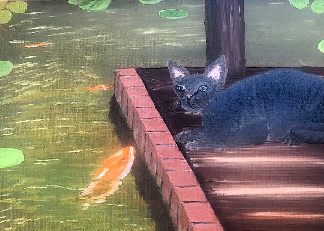 Art Print the Fish and the Cat - Etsy