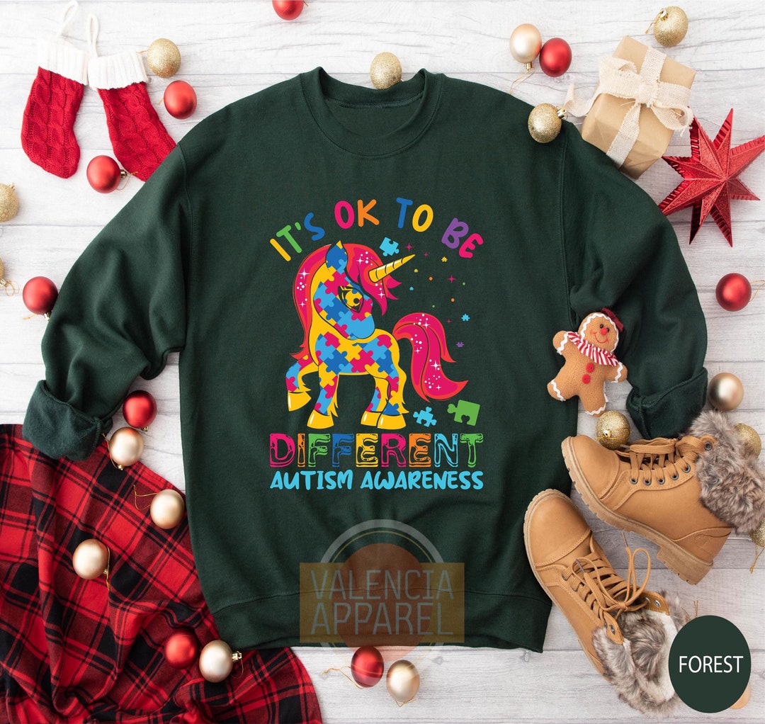 It's Ok to Be Different Sweatshirt, Autism Awareness, Autism Unicorn ...
