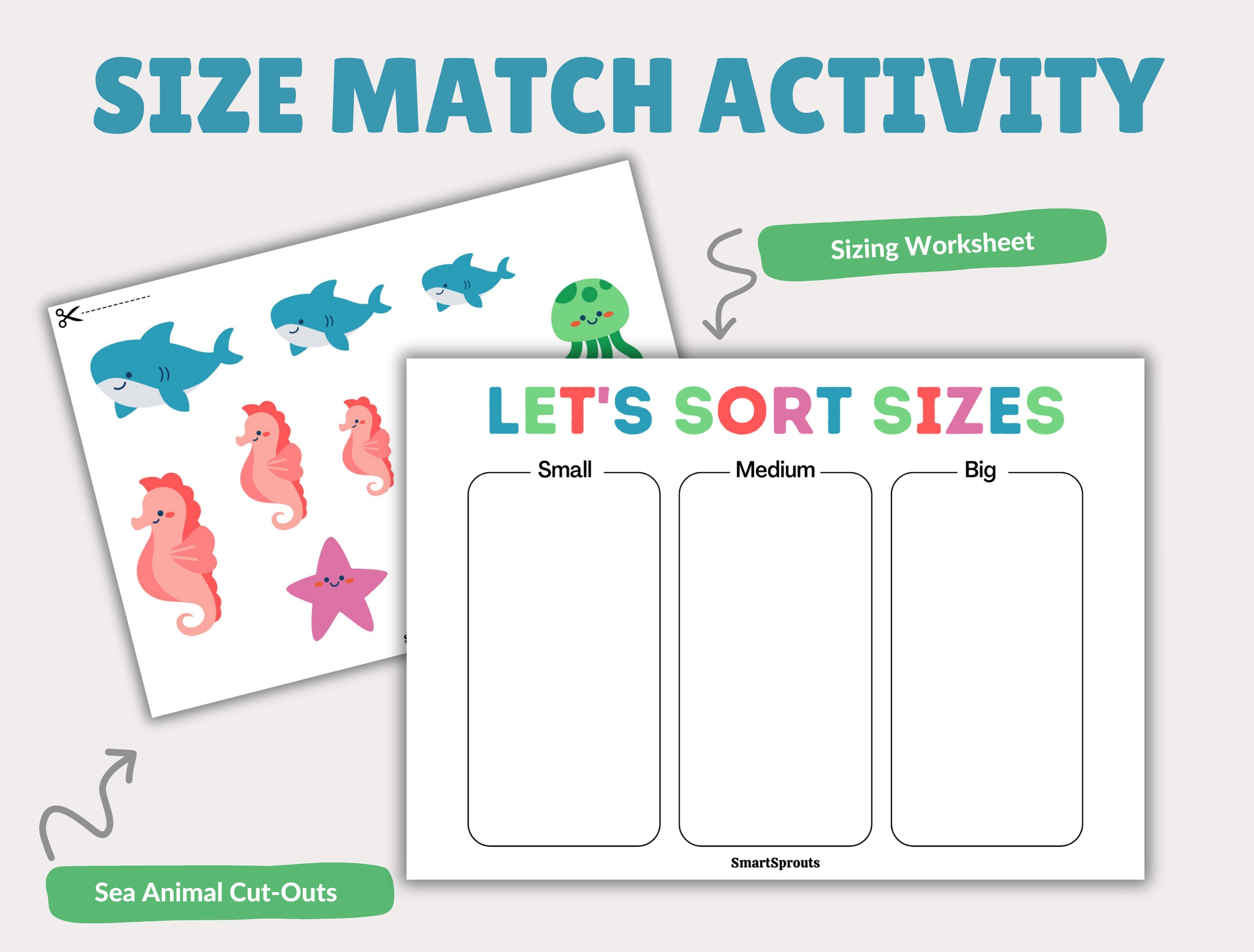 Ocean Themed Sort by Size Worksheet | Digital Download | Educational ...