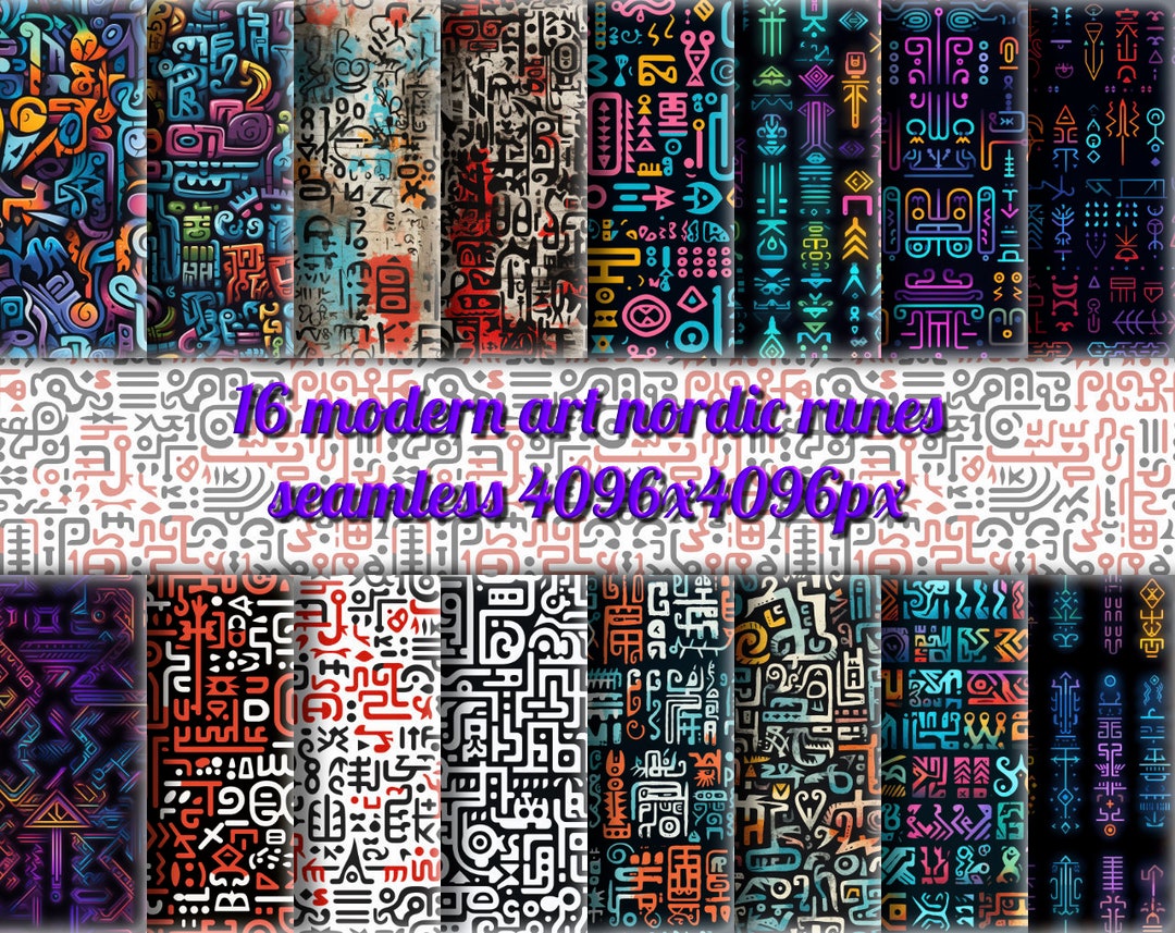 16 Nordic Runes Inspired Seamless Patterns in Modern Art Styles - Pop ...