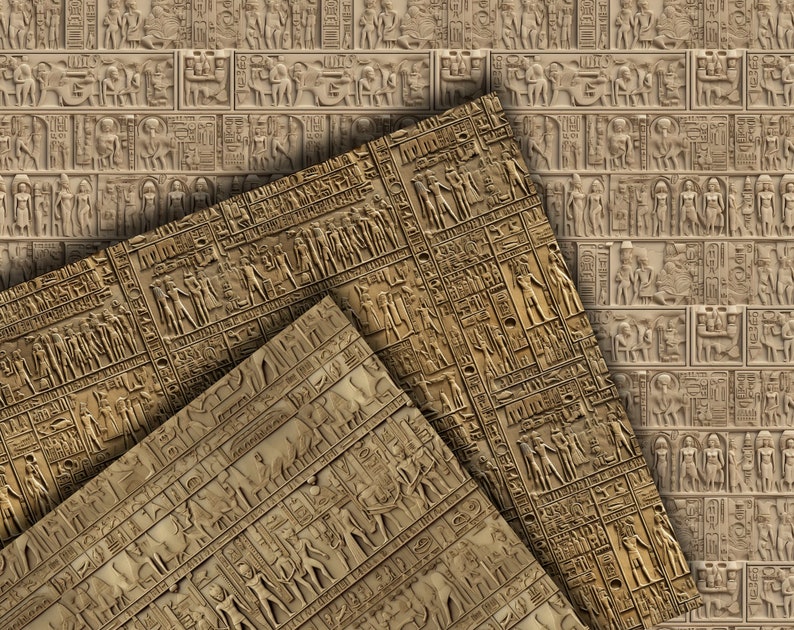 Ancient Egyptian Hieroglyphics: 16 Seamless Jpgs - Authentic Symbols ...