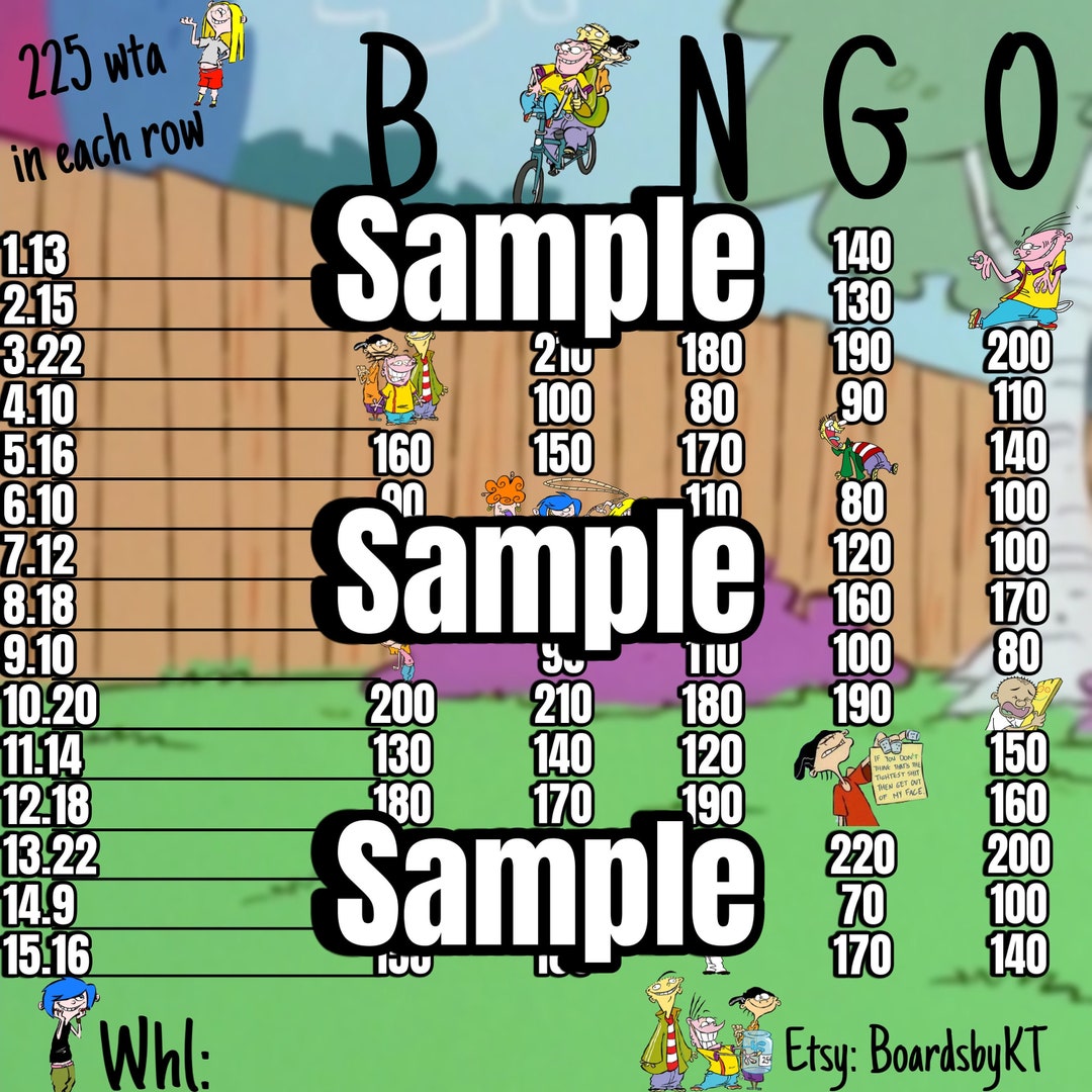 Ed Edd N Eddy 225 Bingo Board - Etsy