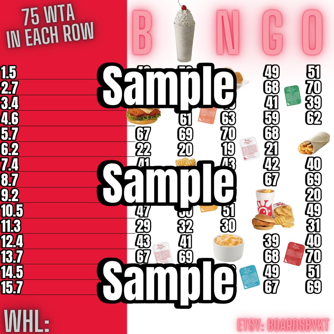 Chicken 75 Bingo Board - Etsy