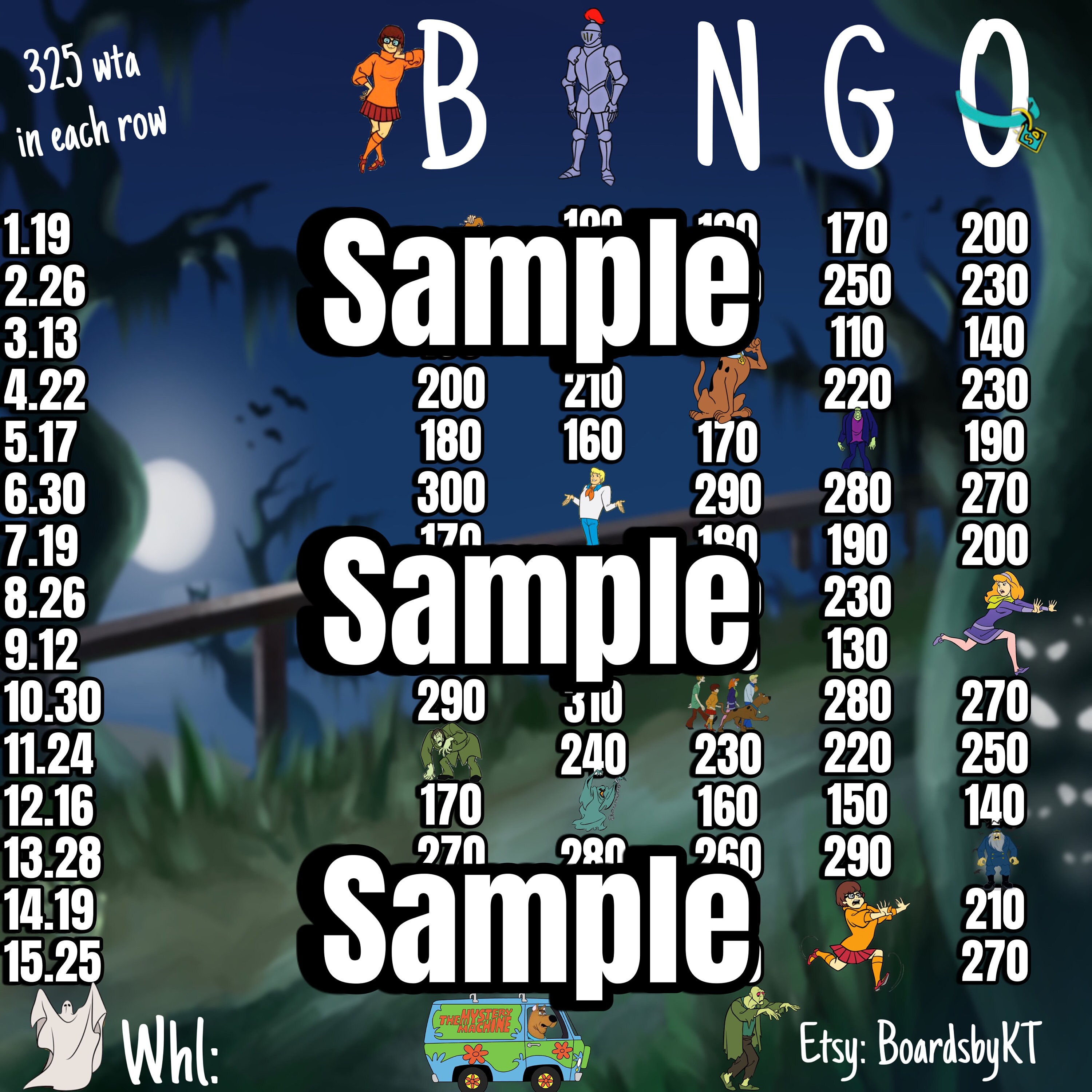 Scooby Doo 325 Bingo Board - Etsy