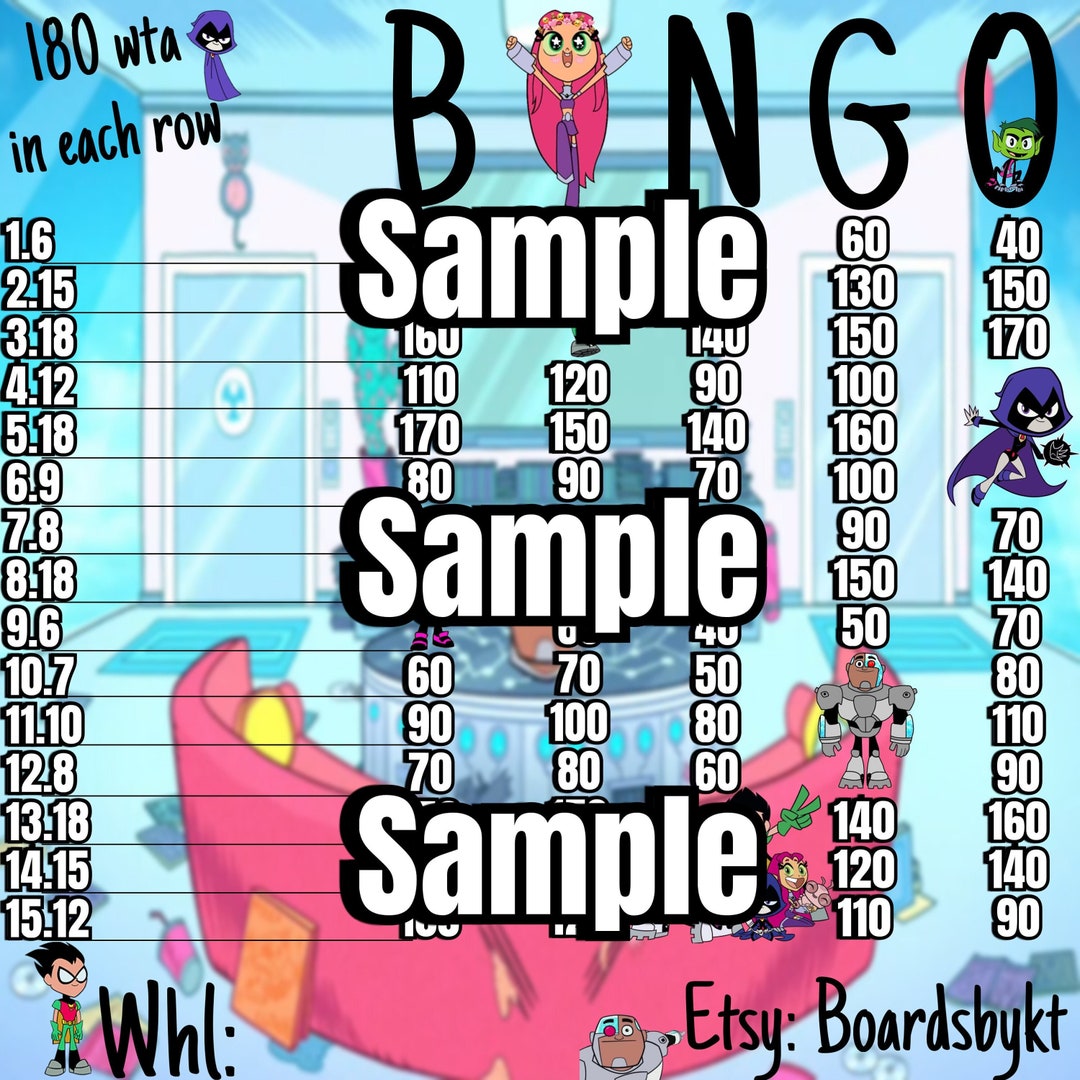 TT 180 Bingo Board - Etsy
