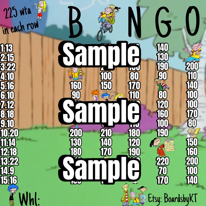 Ed Edd N Eddy 225 Bingo Board - Etsy