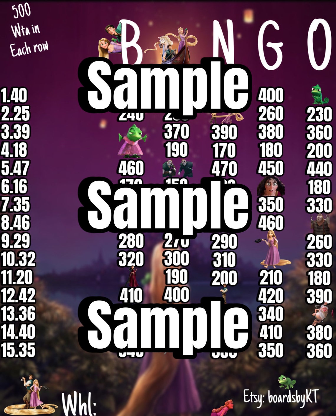Tangled 500 Bingo Board - Etsy