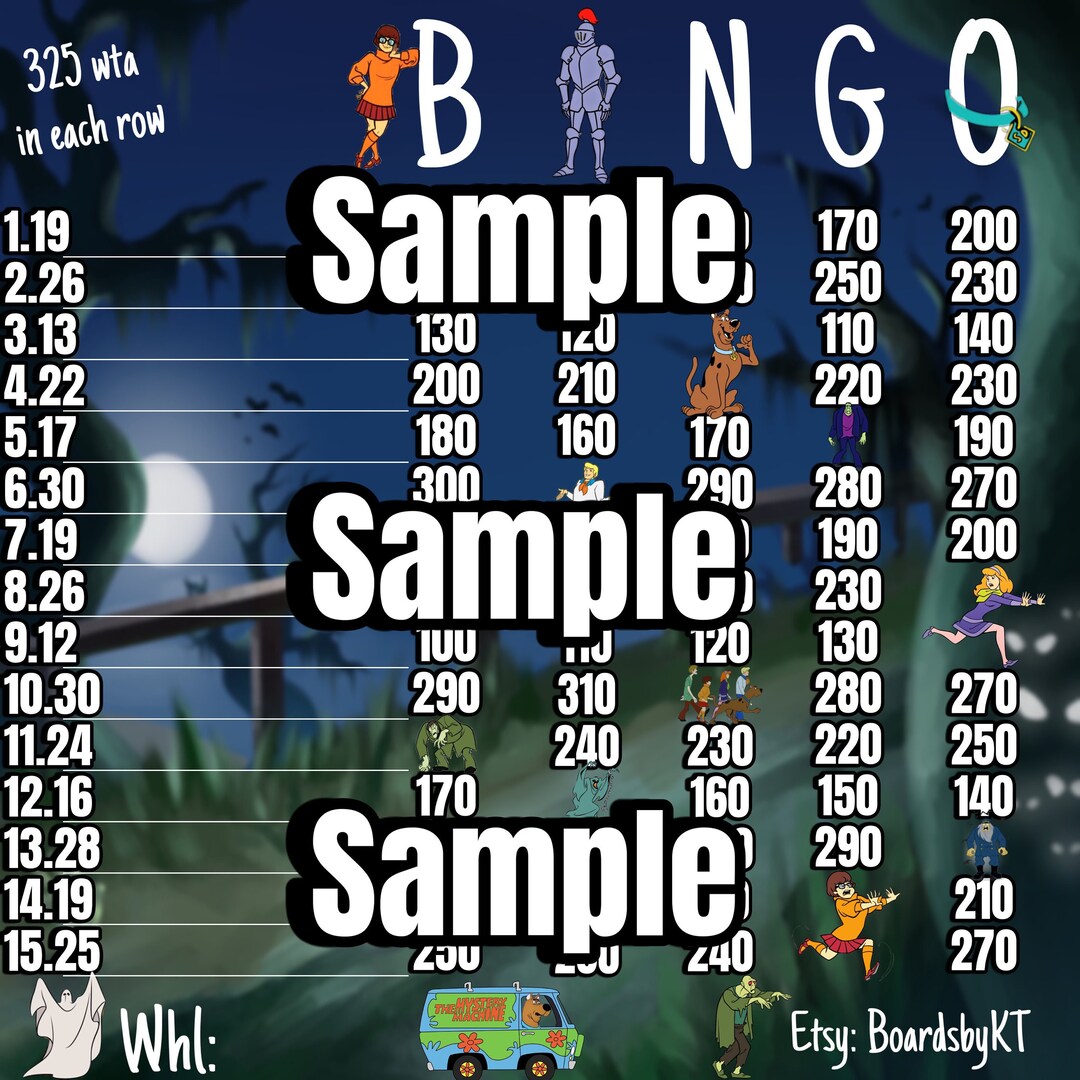 Scooby Doo 325 Bingo Board - Etsy