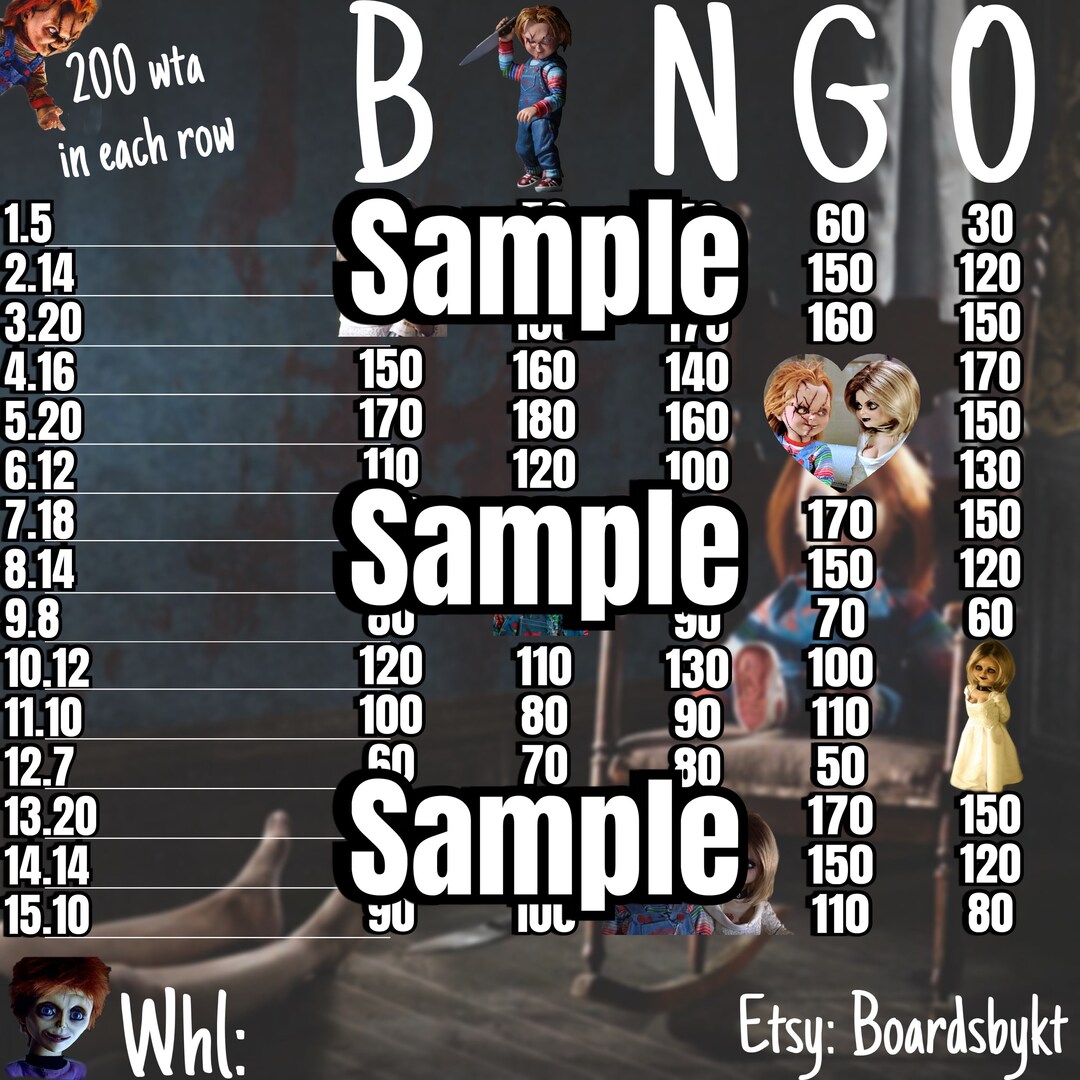 Chucky 200 Bingo Board - Etsy