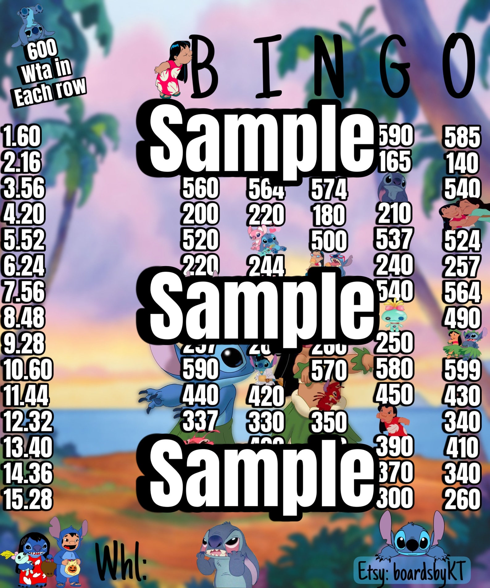 Lilo and Stitch 600 Bingo Board - Etsy