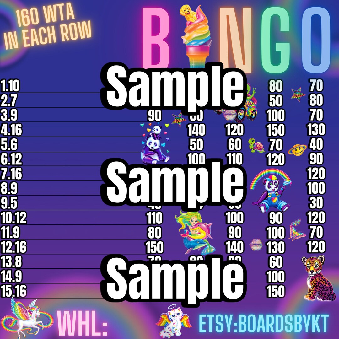 NEW 160 Lisa F Bingo Board - Etsy