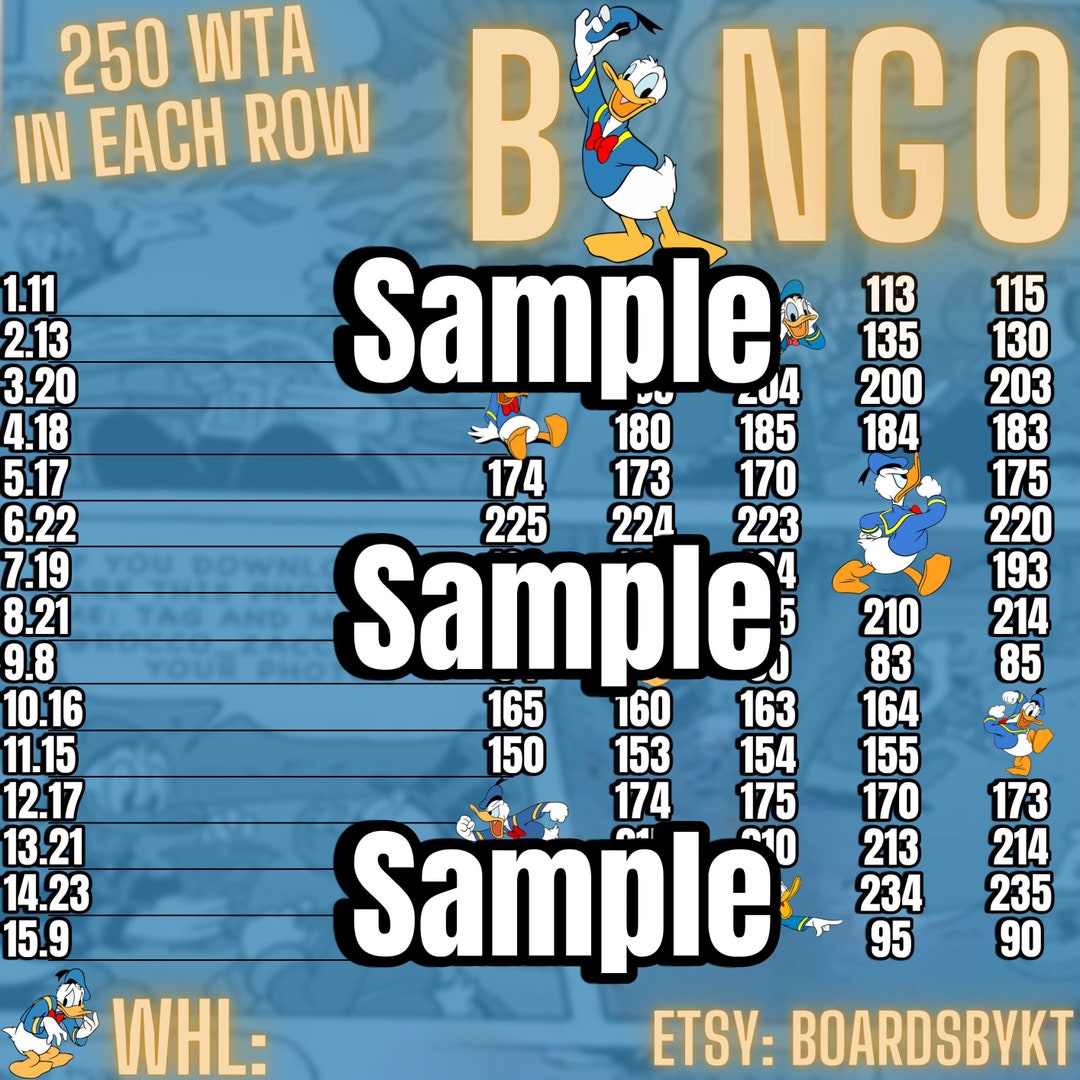 Duck 250 Bingo Board - Etsy