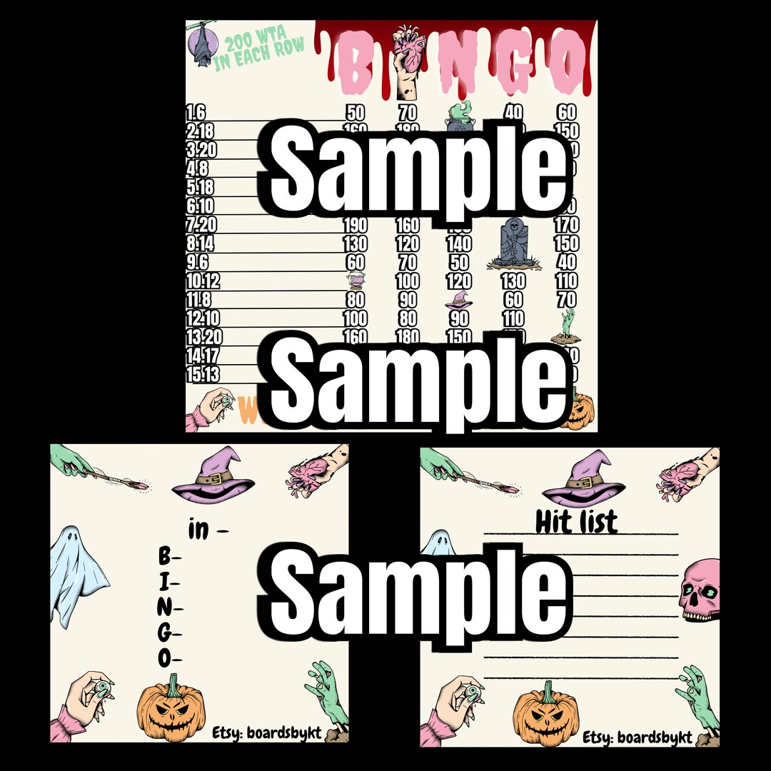 Halloween Bingo Board Bundle - Etsy