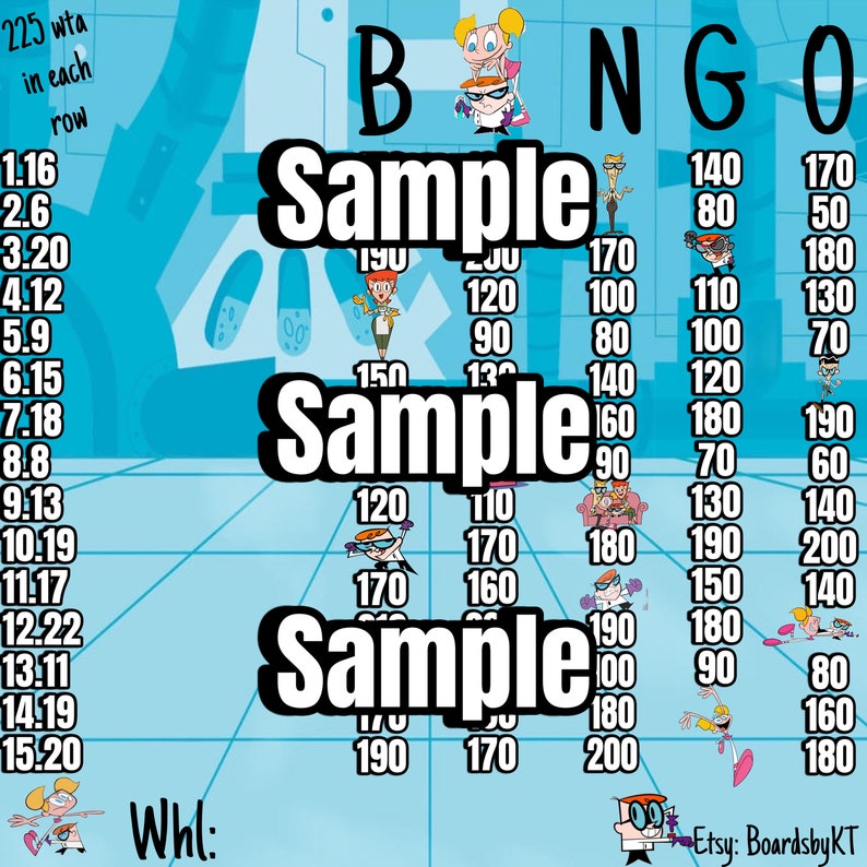 Dexters Laboratory 225 Bingo Board - Etsy