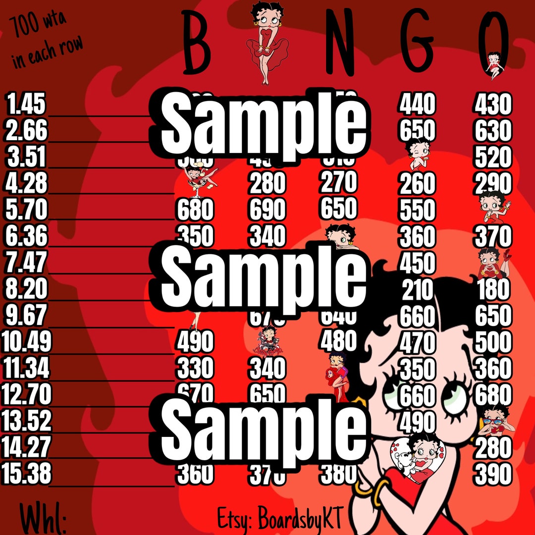 Betty Boop 700 Bingo Board - Etsy