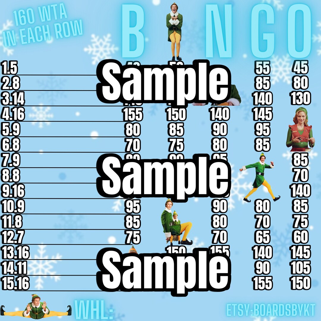 Buddy the Elf 160 Bingo Board - Etsy